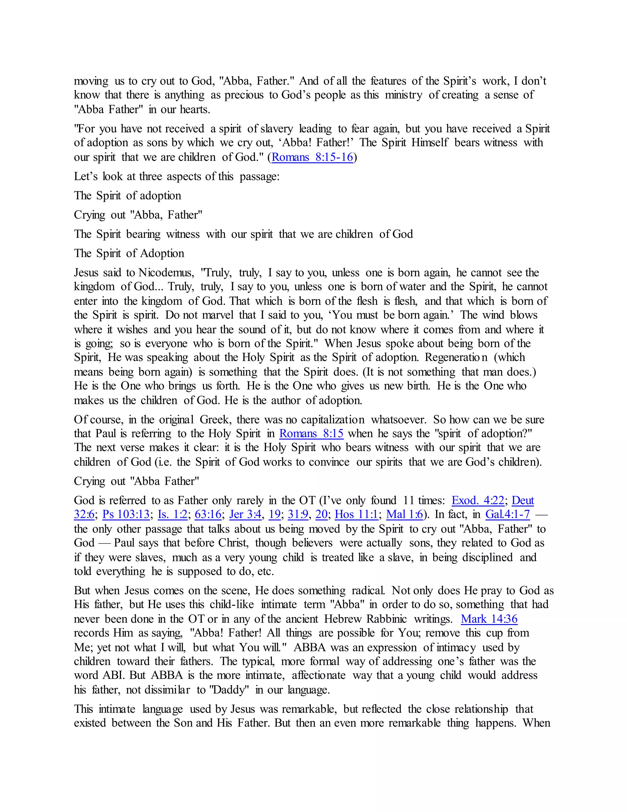 Holy spirit and adoption | DOCX