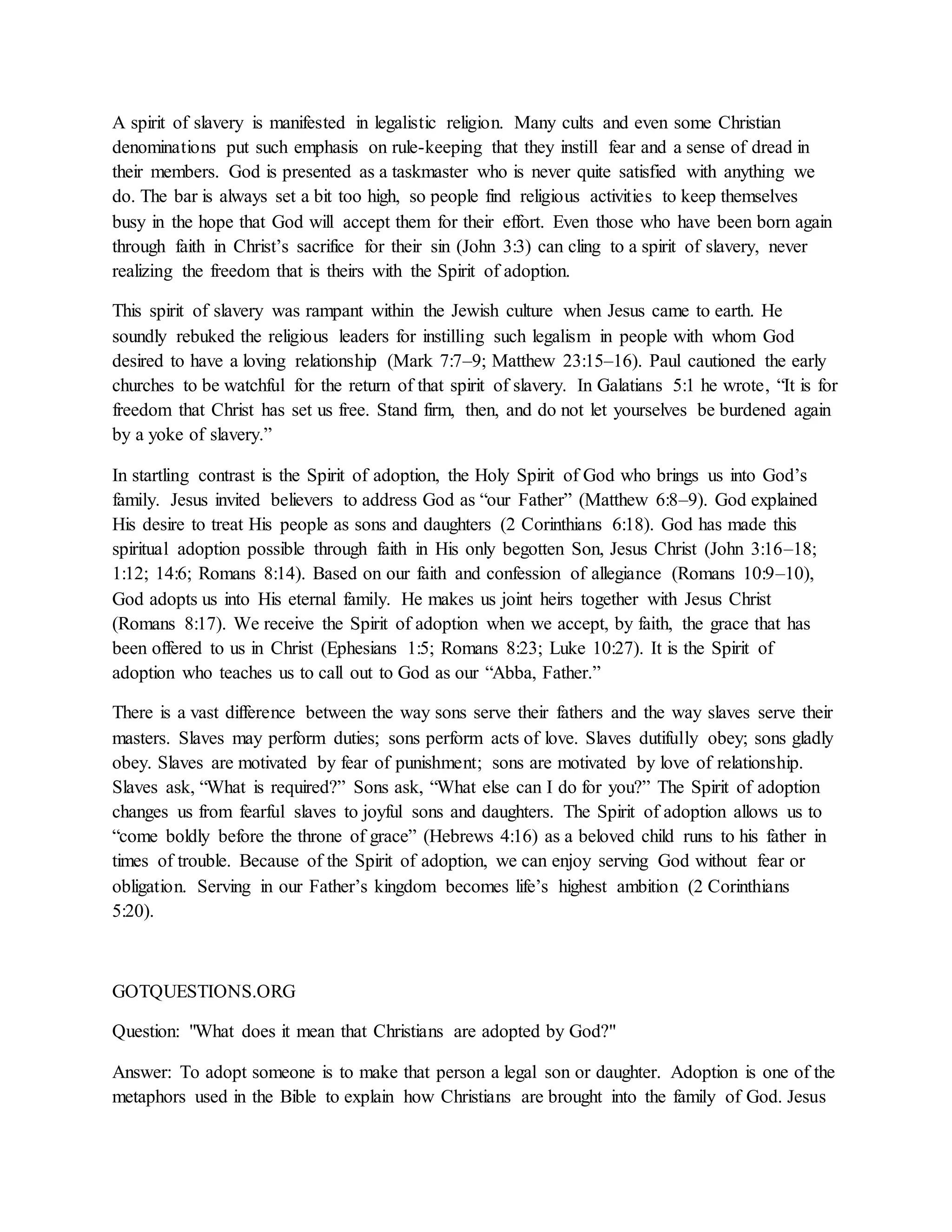Holy spirit and adoption | DOCX