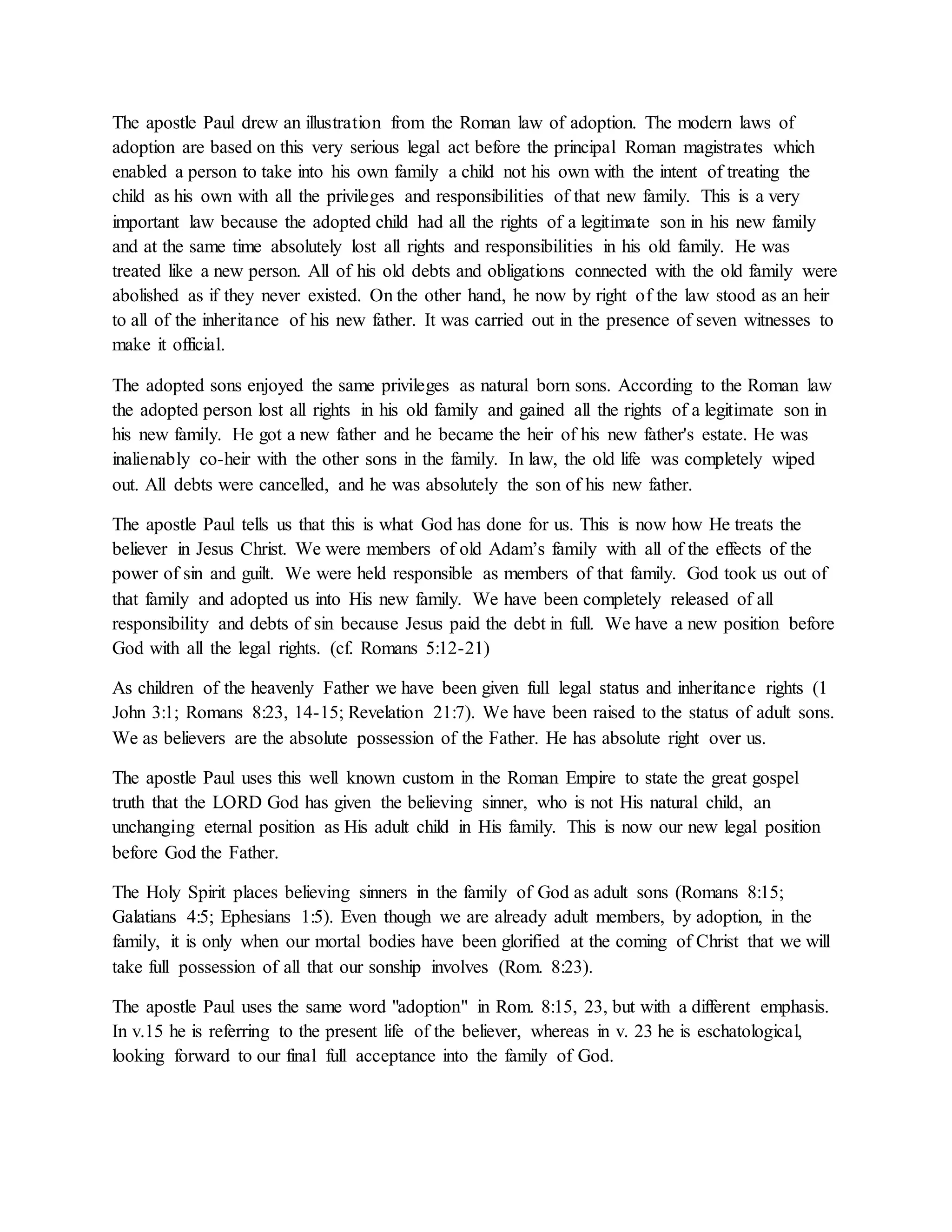 Holy spirit and adoption | DOCX