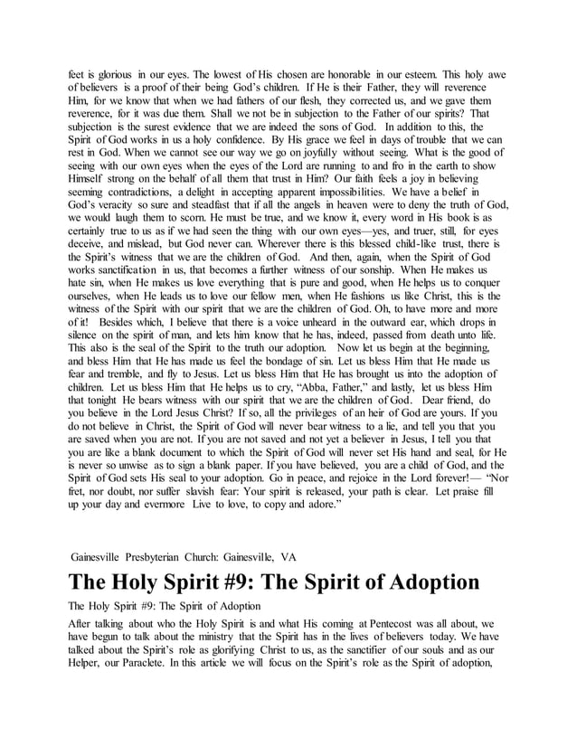 Holy spirit and adoption | DOCX