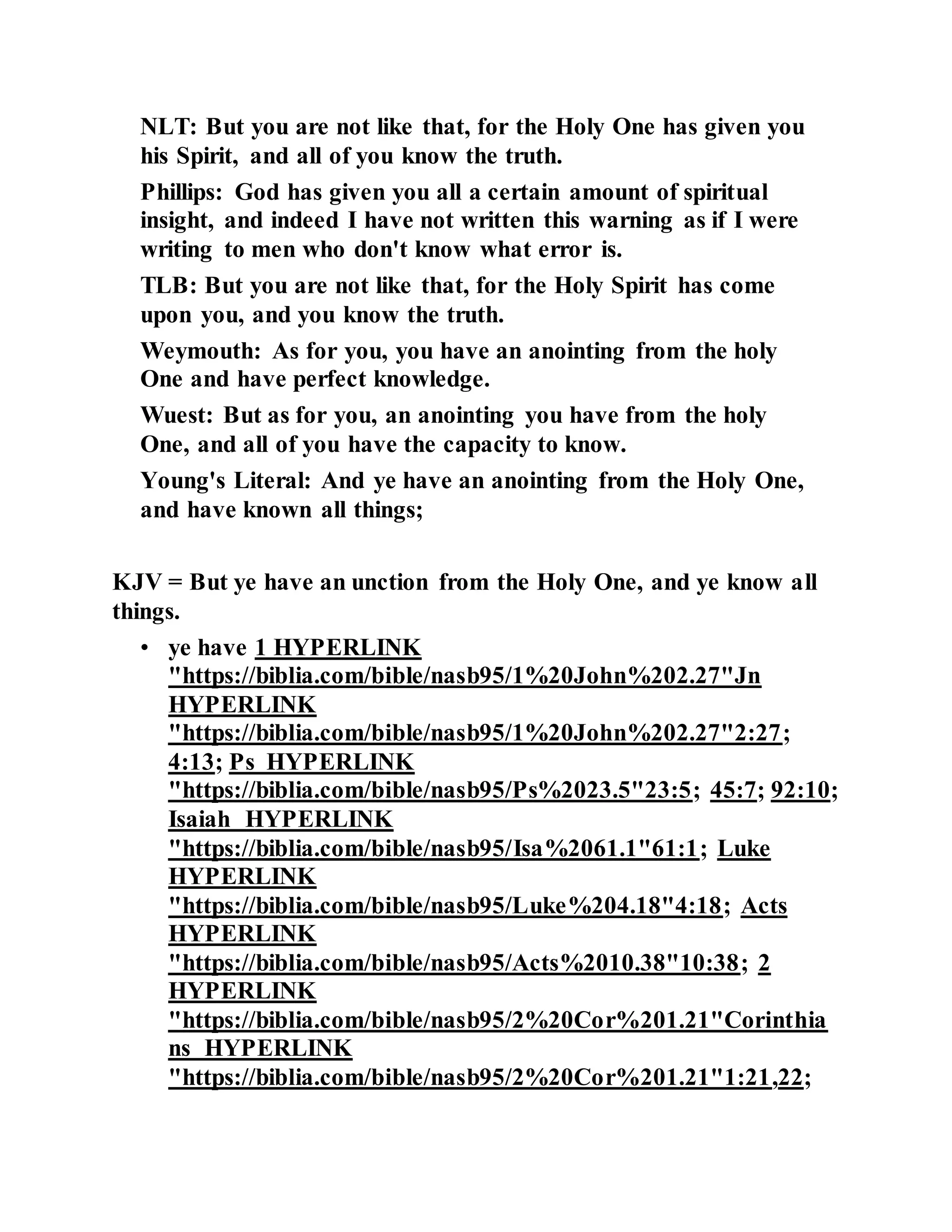 Holy spirit anointing with truth | PDF