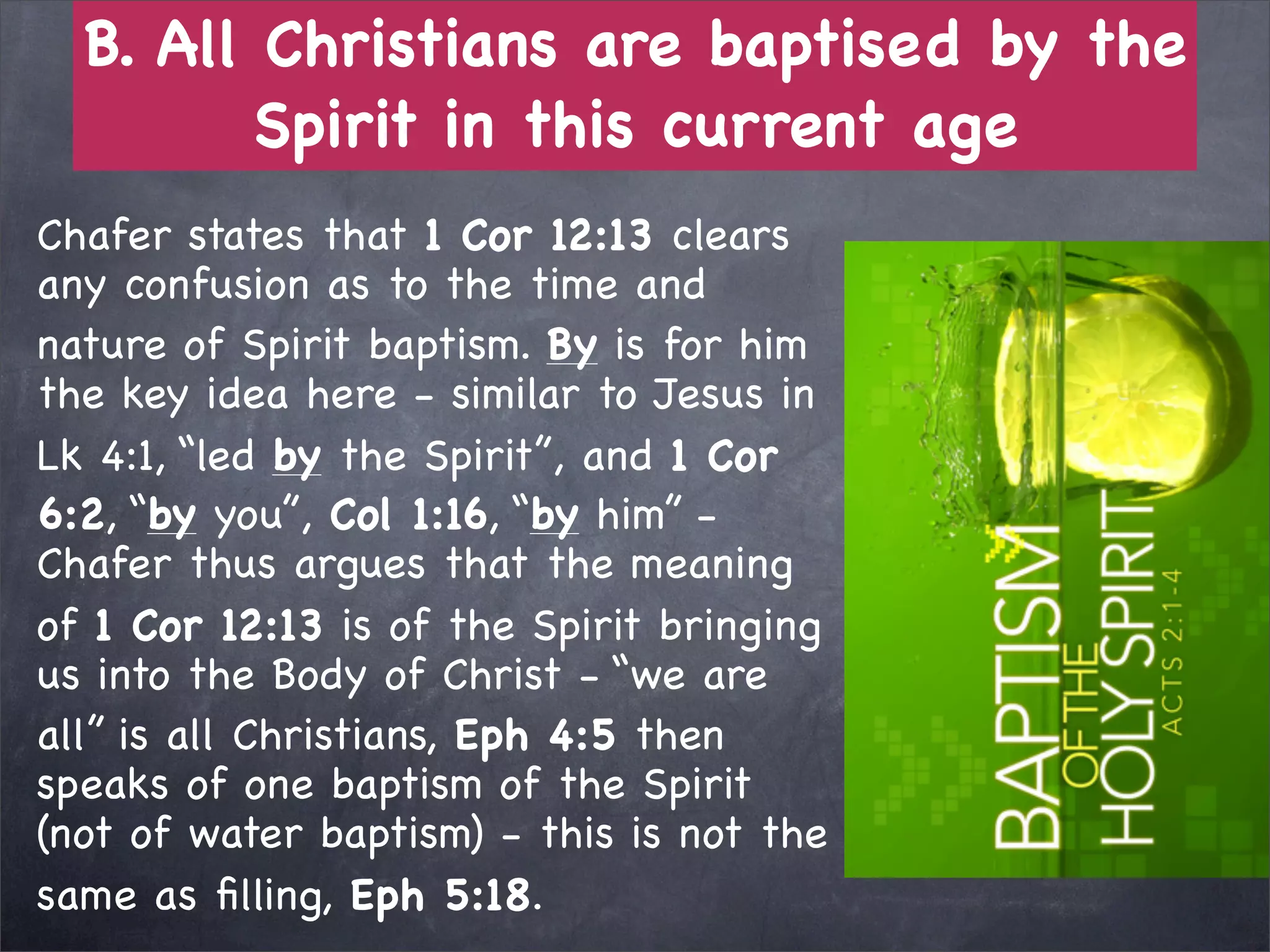 Chafer: Holy Spirit Baptism | PDF | Christianity | Religion & Spirituality