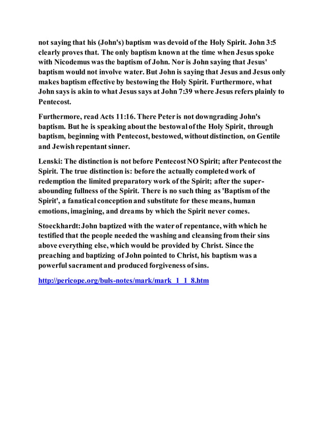 Holy spirit baptism in mark | DOCX