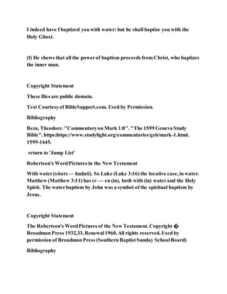 Holy spirit baptism in mark | DOCX