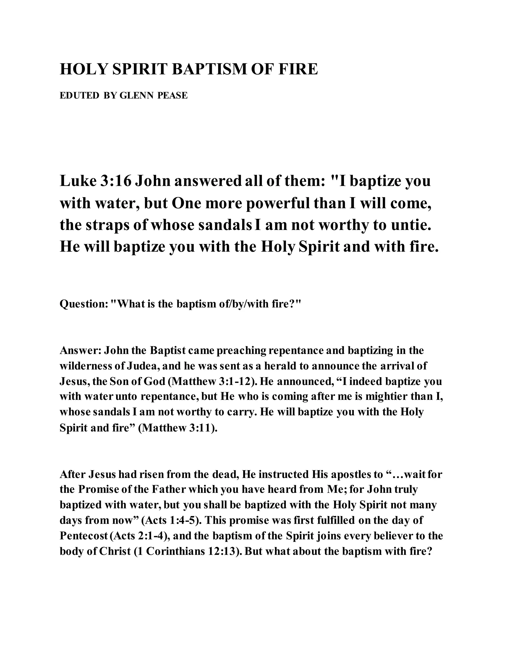 Holy spirit baptism of fire | DOCX