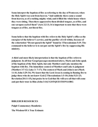 Holy spirit baptism of fire | DOCX