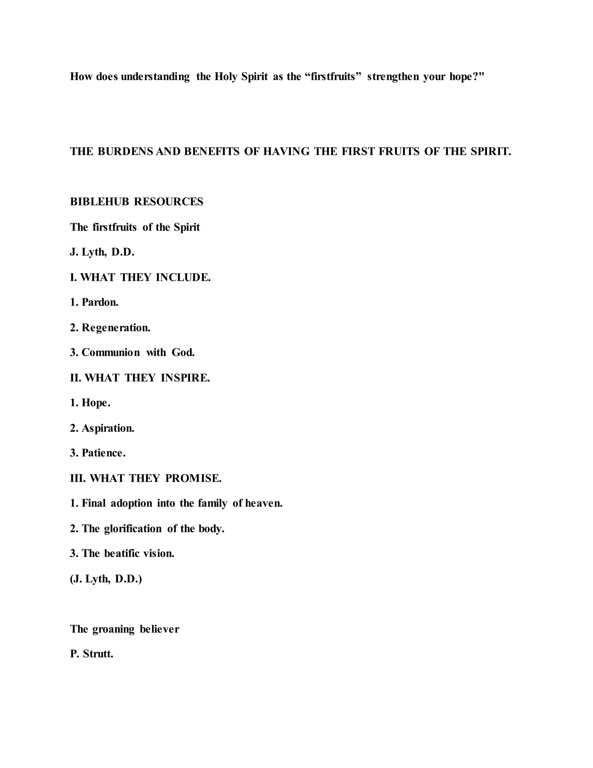 Holy spirit first fruits | DOCX
