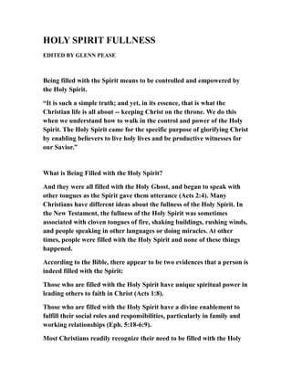 Holy spirit fullness | RTF