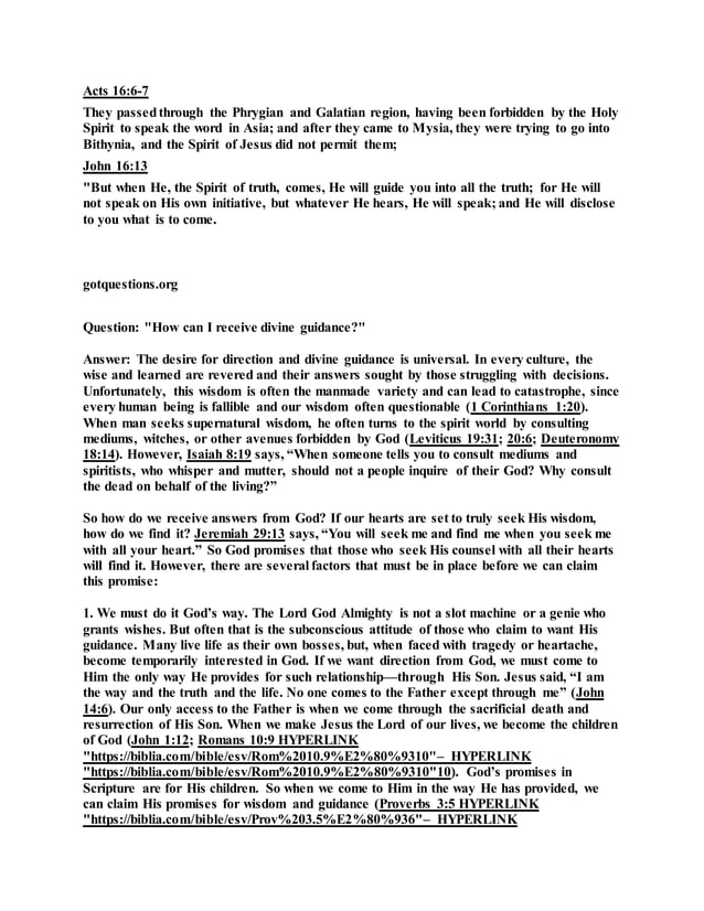 Holy spirit guidance | PDF