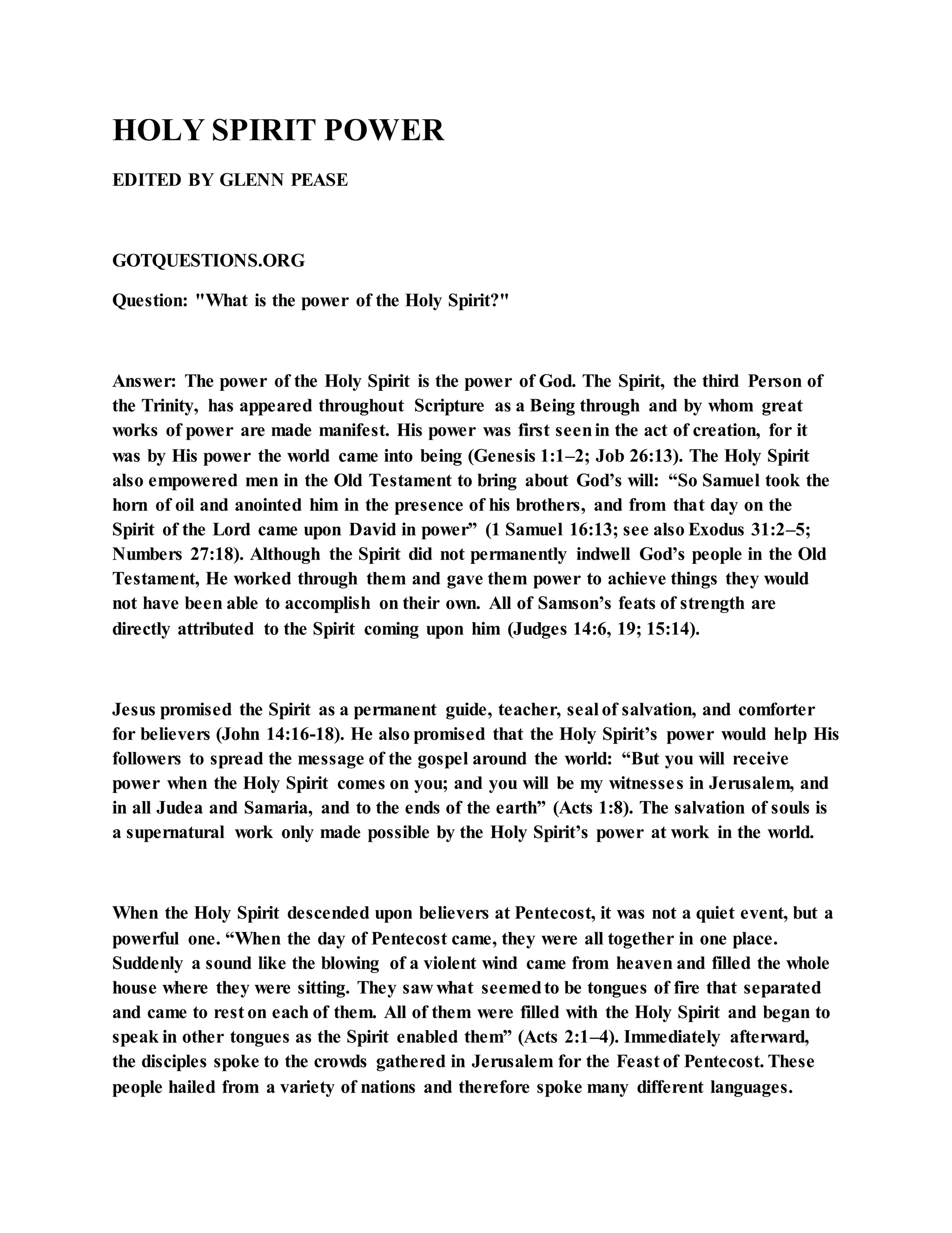 Holy spirit power | DOCX