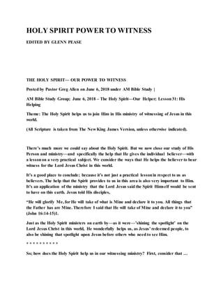 Holy spirit power to witness | DOCX