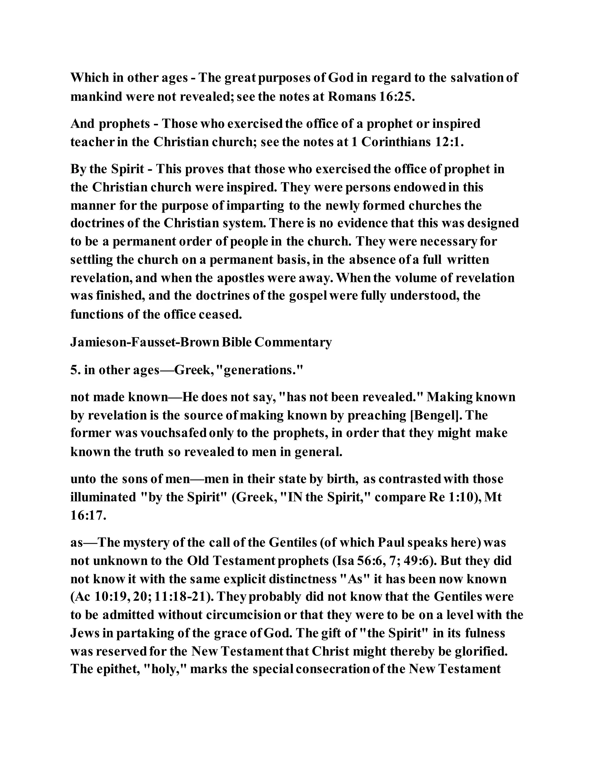 Holy spirit revelation to apostles and prophets | PDF