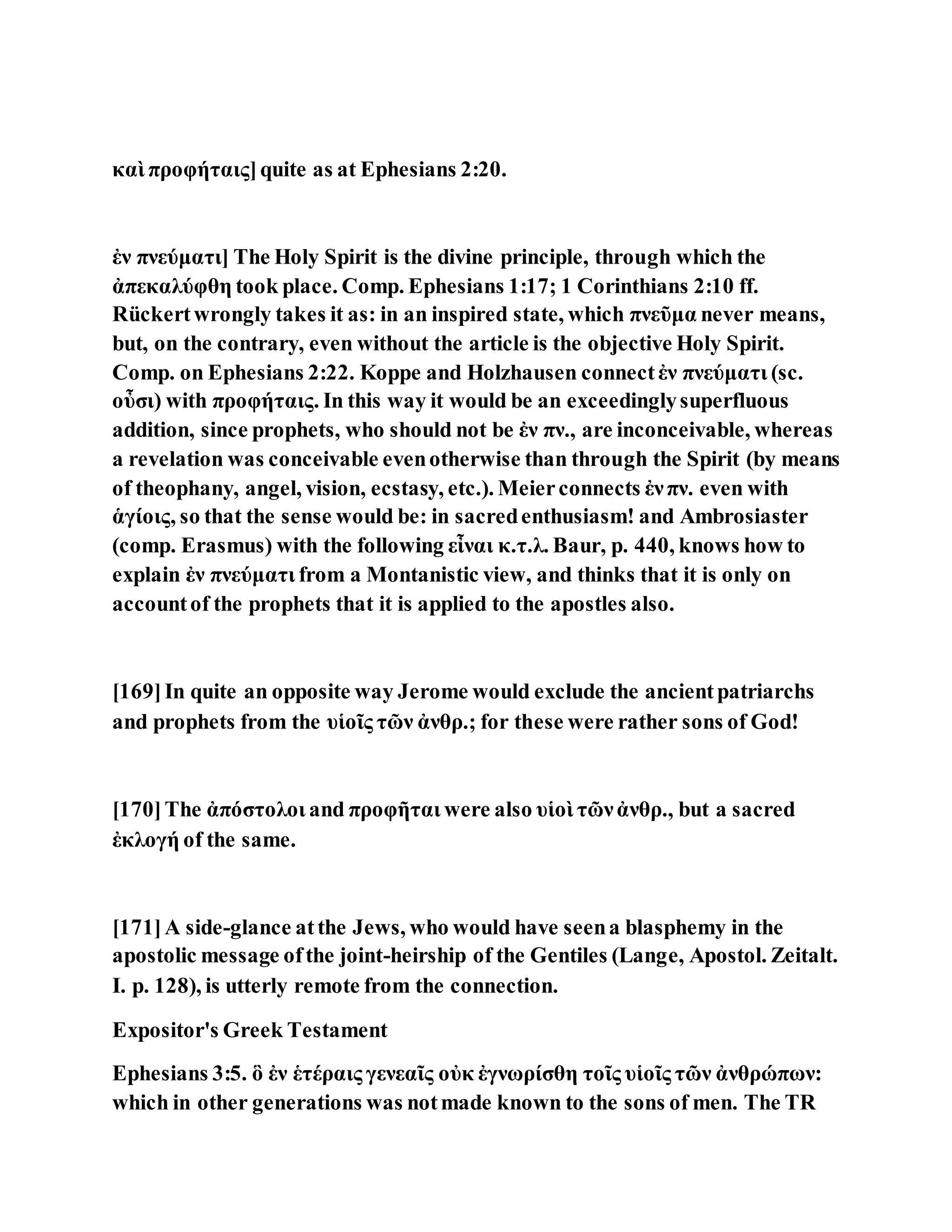 Holy spirit revelation to apostles and prophets | PDF