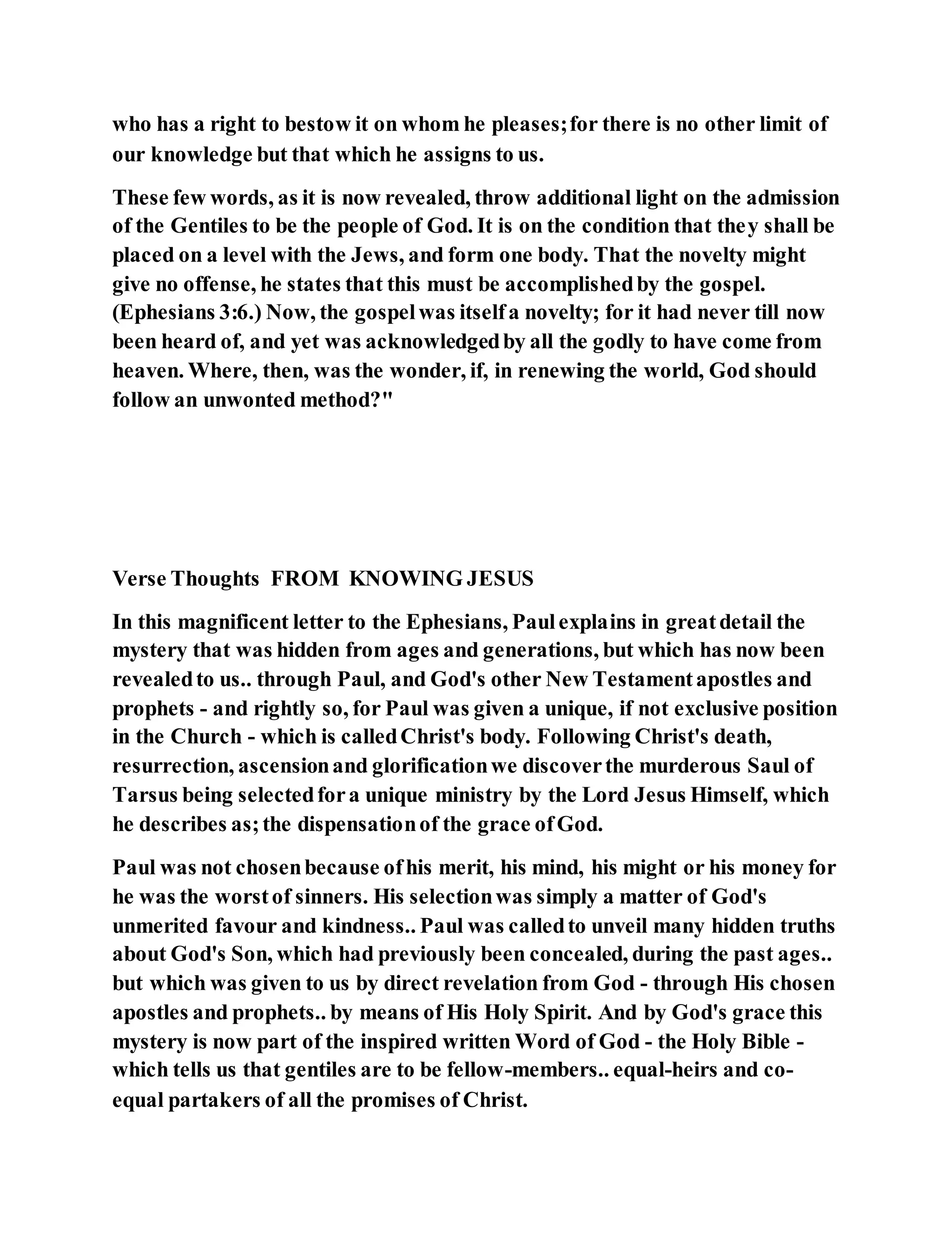 Holy spirit revelation to apostles and prophets | PDF