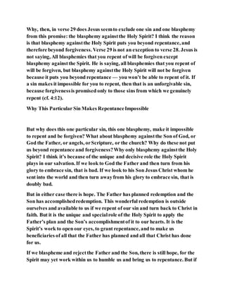 Holy spirit unforgivable sin against | DOCX
