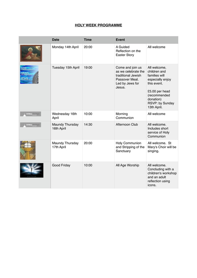 Holy week programme | PDF | Free Download