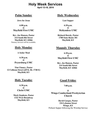Holy week services 2014 | PDF