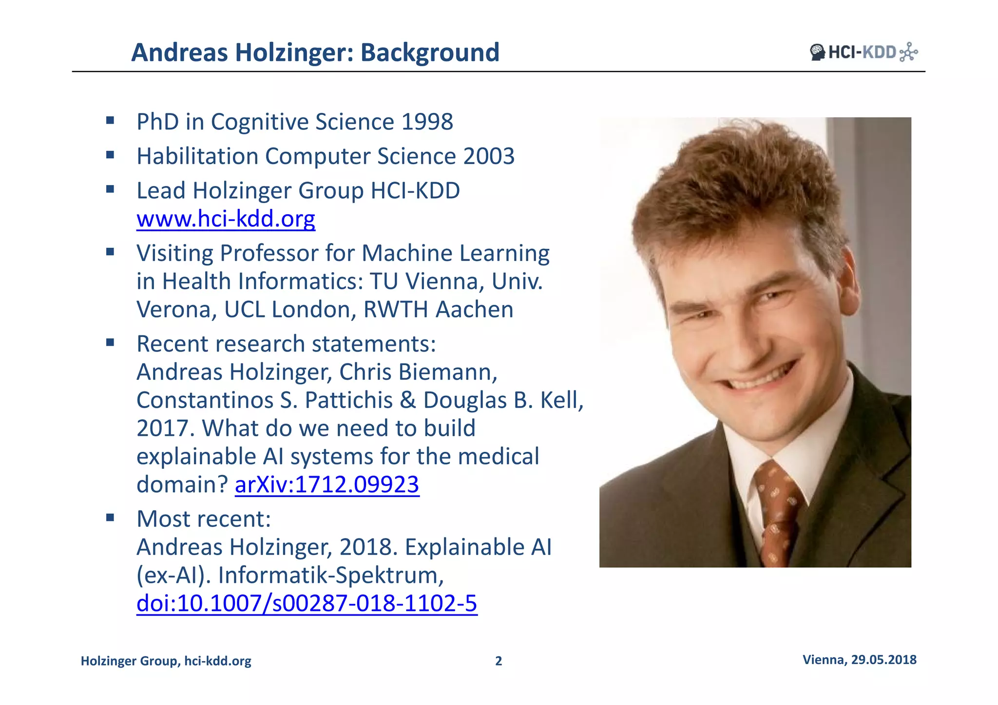 Andreas Holzinger: From Machine Learning to Explainable AI | PPT