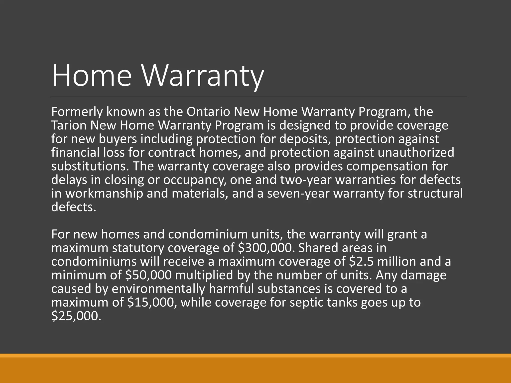 Overview of the Tarion New Home Warranty Program | PPTX