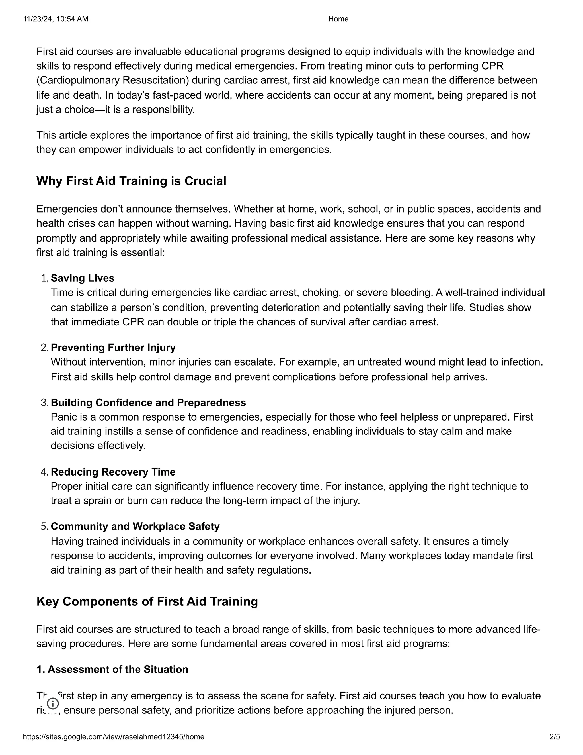 First Aid Courses: A Lifesaving Skill Everyone Should Learn | PDF