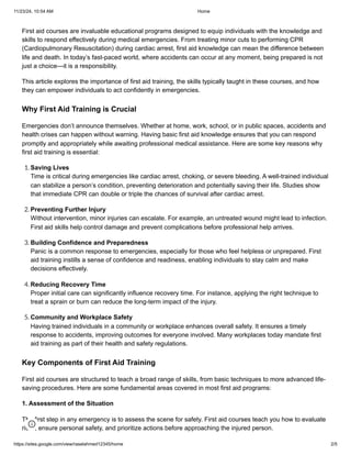 First Aid Courses: A Lifesaving Skill Everyone Should Learn | PDF