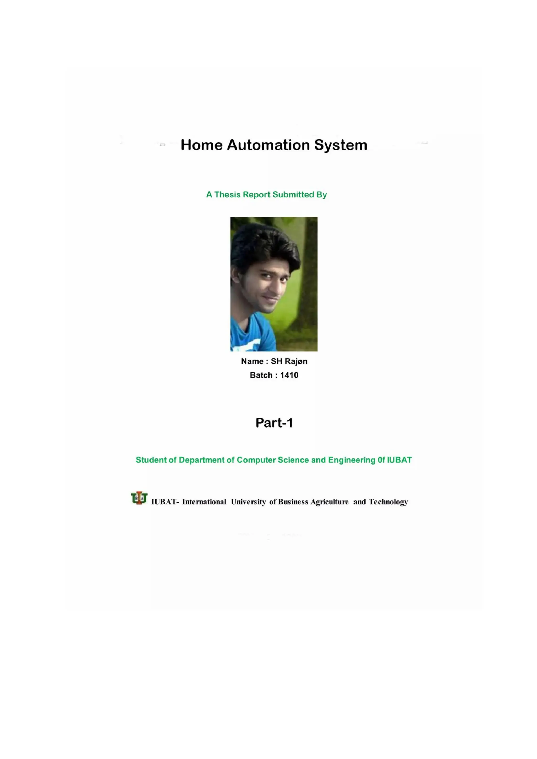 IOT - Thesis Report about Home Automation System | PDF