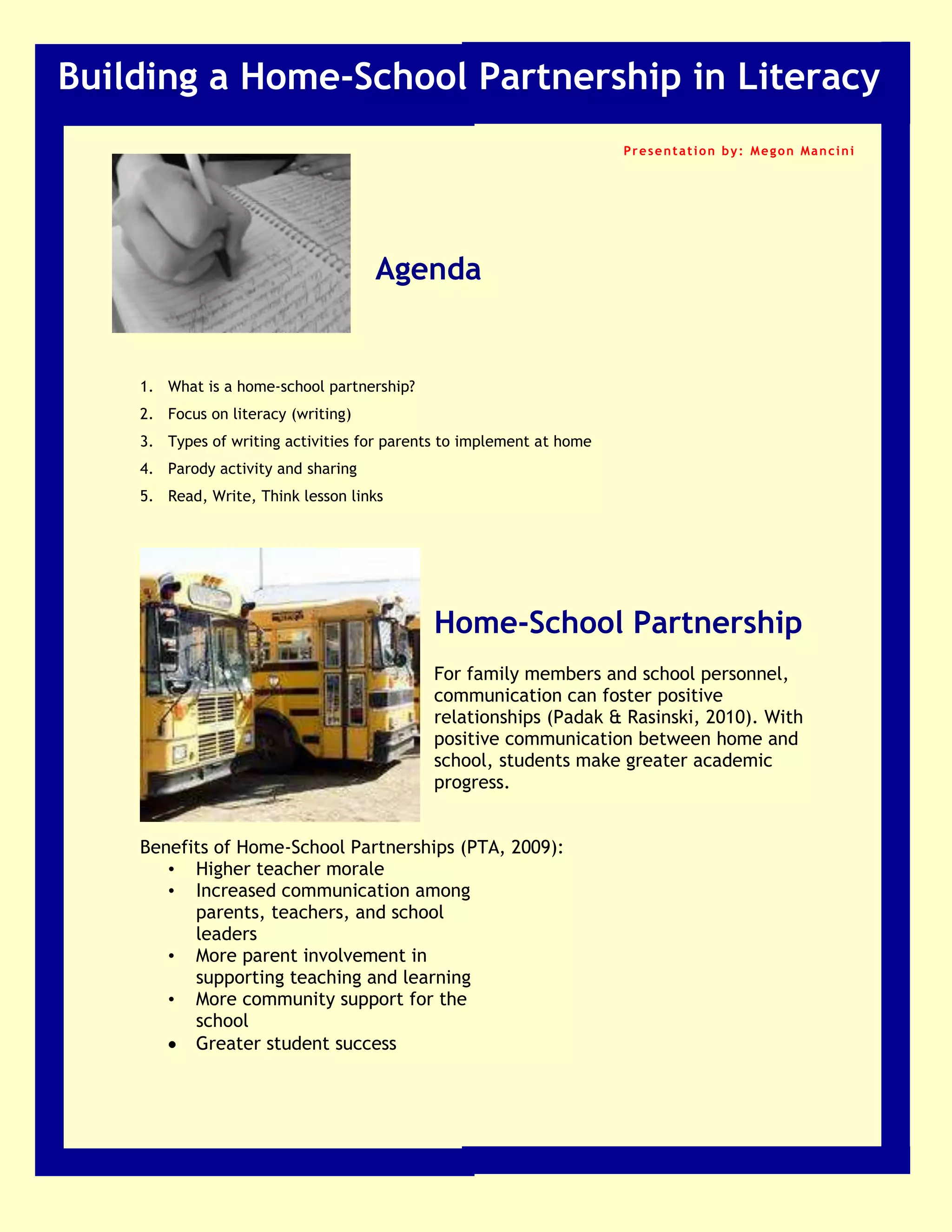 Home school handout | DOCX