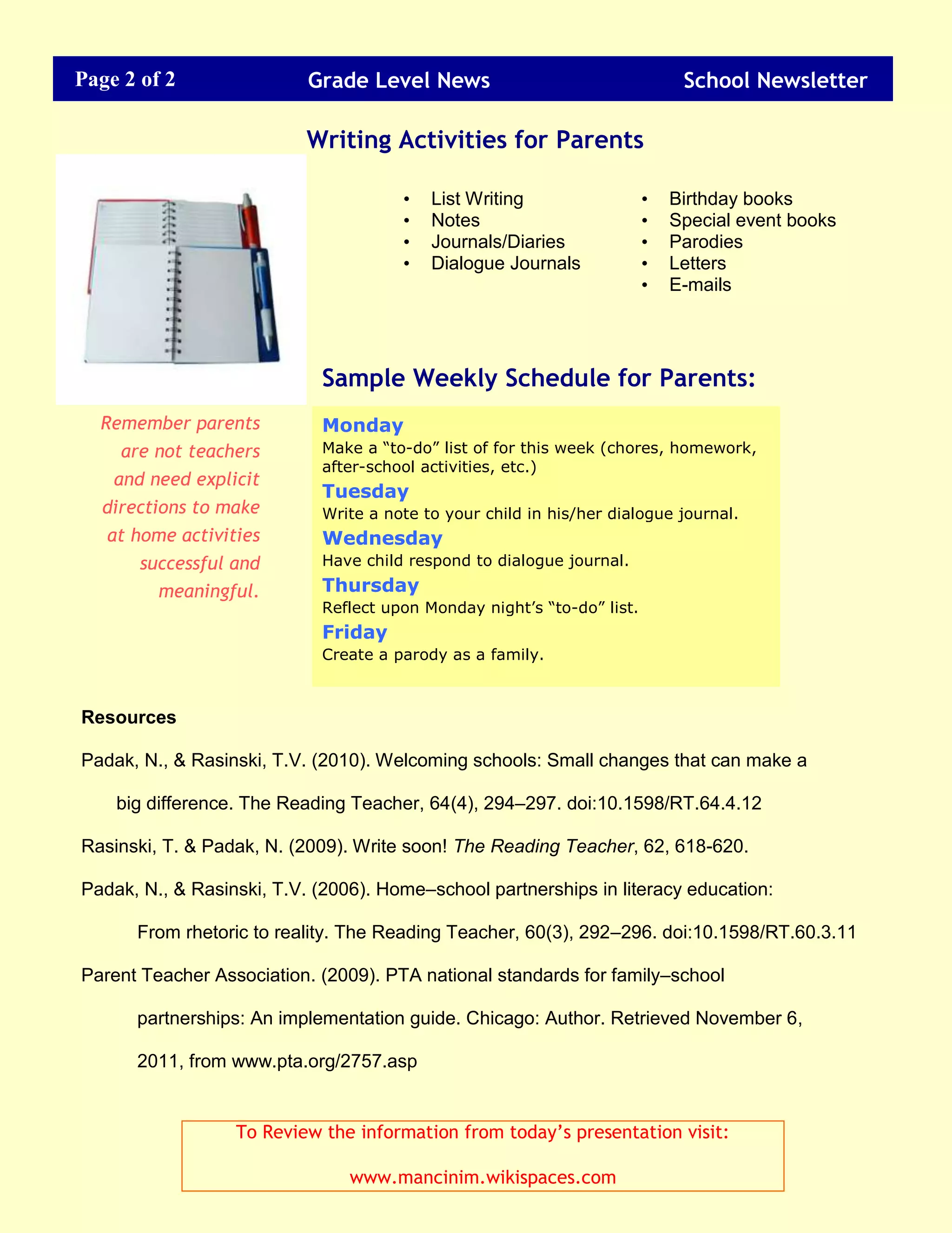 Home school handout | DOCX