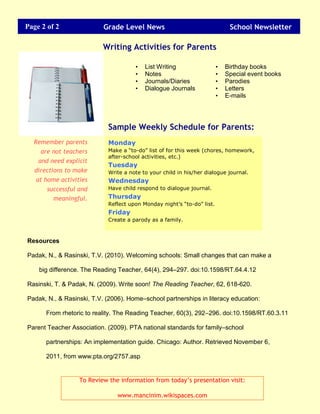 Home school handout | DOCX