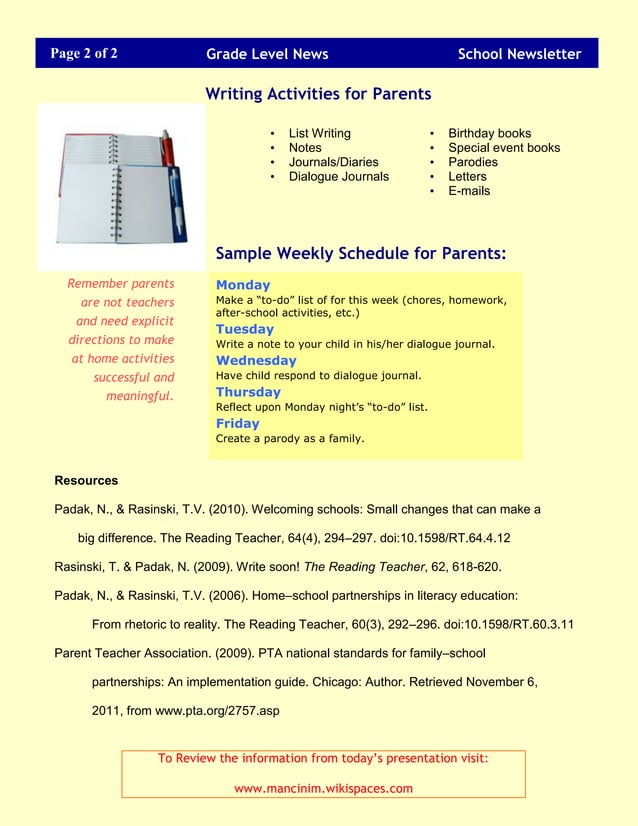 Home school handout | DOCX