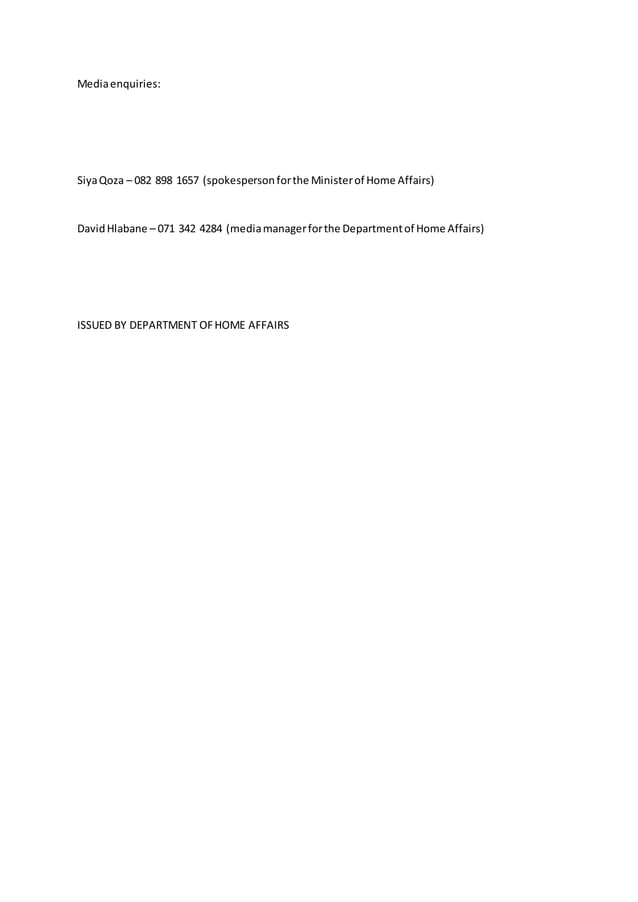 UPDATE ON OPERATIONS AT BEITBRIDGE BORDER POST | DOCX