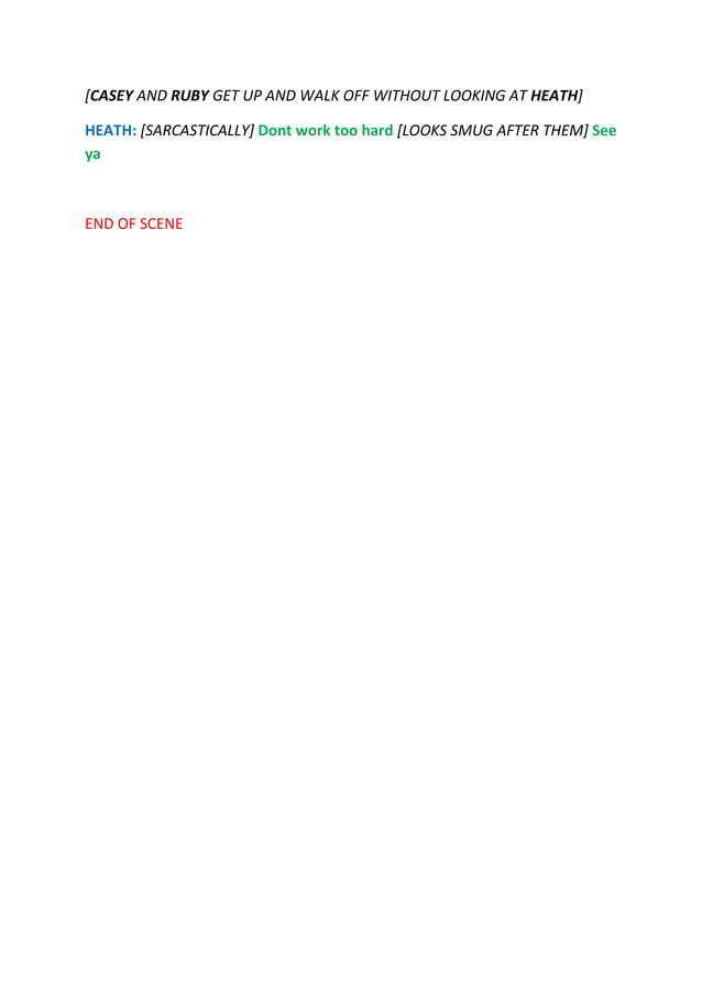 Home and away script example | DOCX | Bars & Restaurants | Attractions