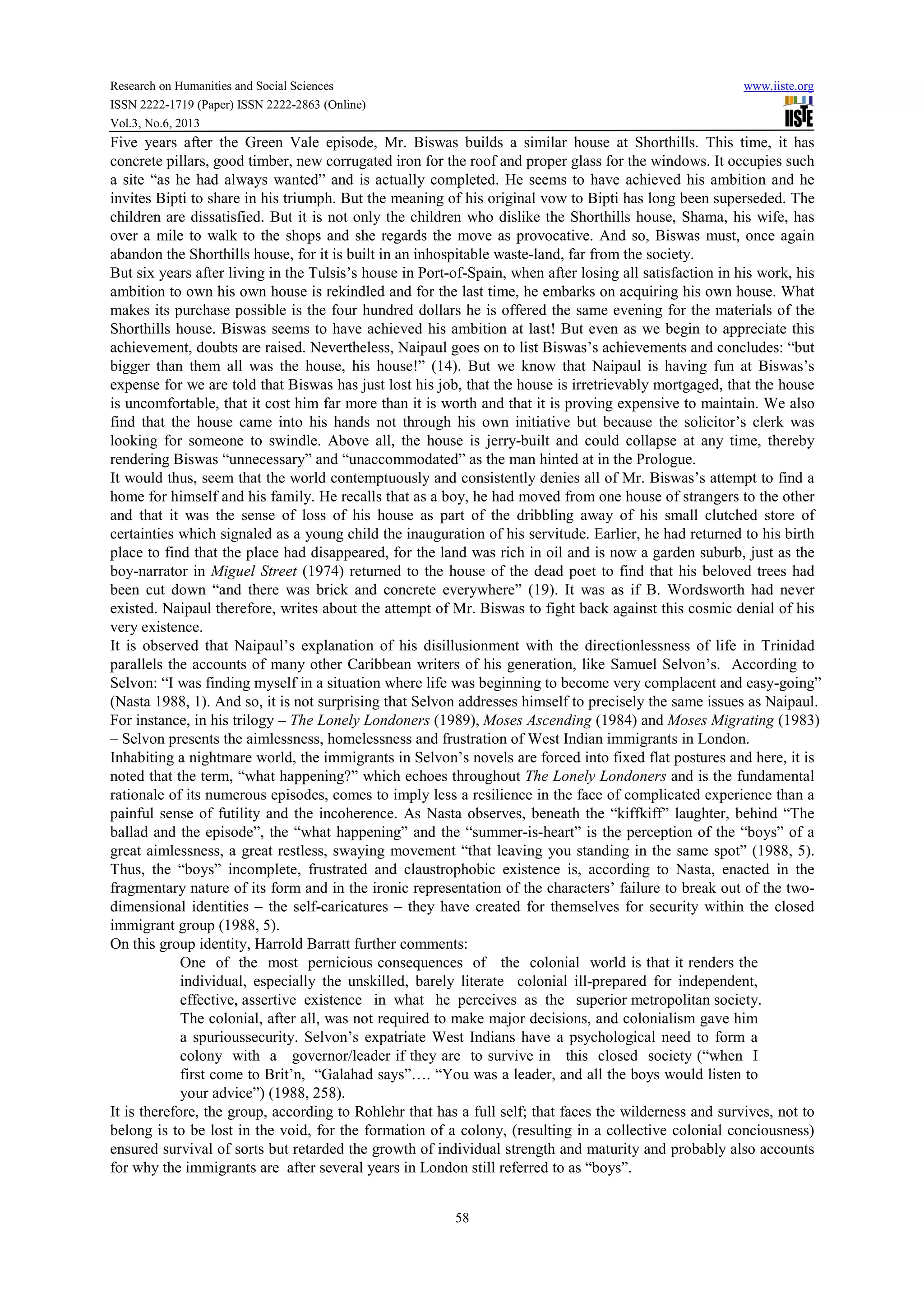 “Home” and “homelessness” in black diasporan literature | PDF