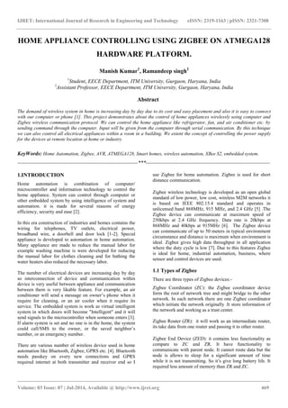 Home appliance controlling using zigbee on atmega128 hardware platform. | PDF | Home Appliances ...