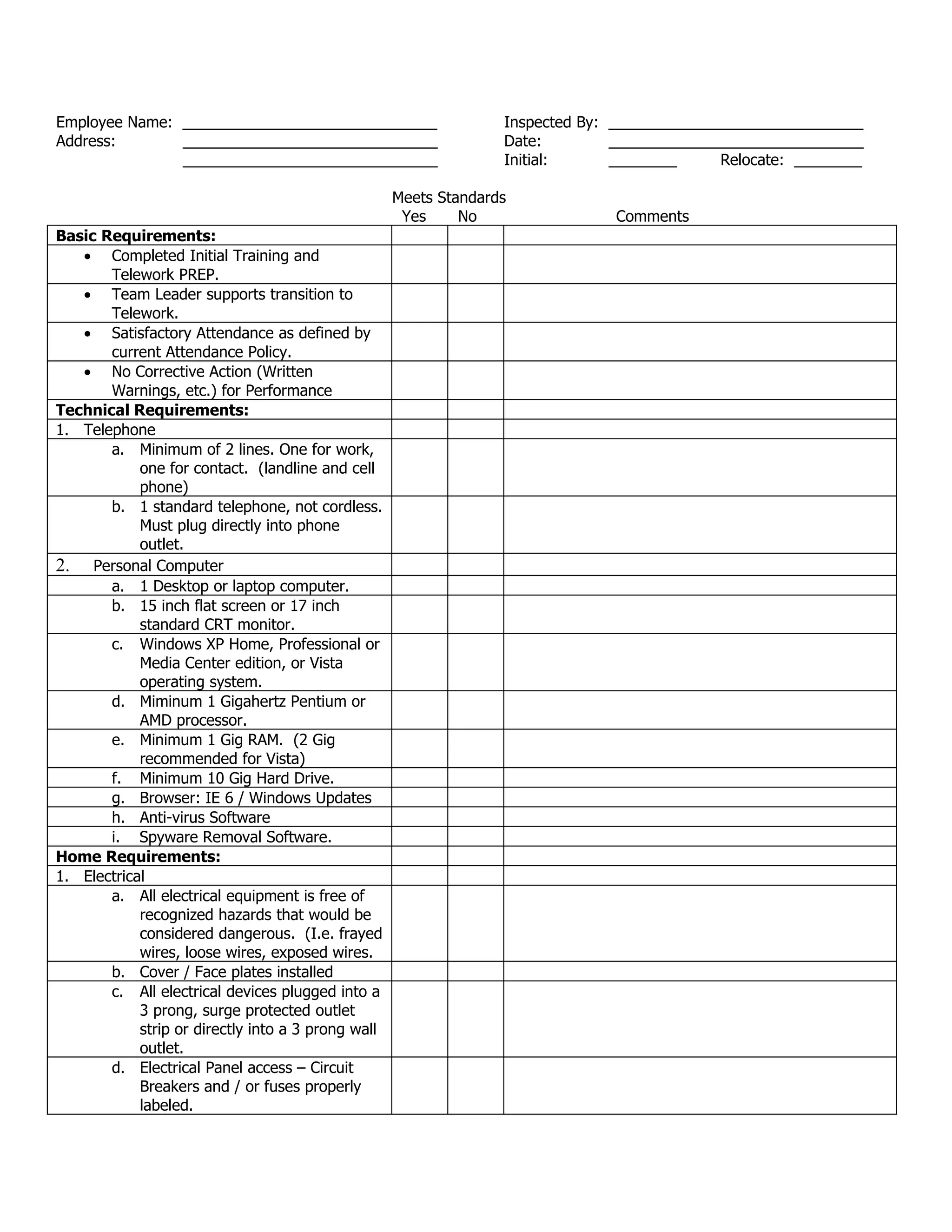 Home Assessment Check Off Sheet | DOC