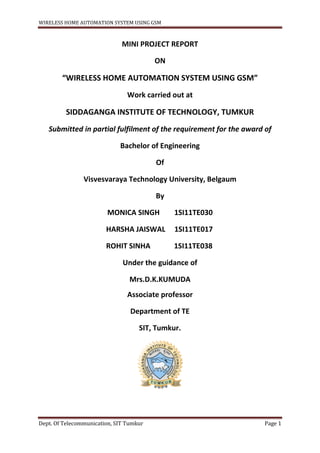 Home automation system using gsm | PDF