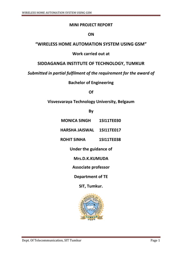 Home automation system using gsm | PDF