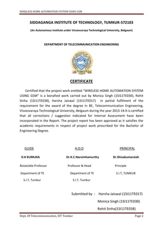 Home automation system using gsm | PDF
