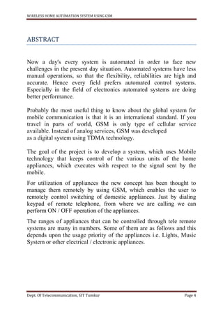 Home automation system using gsm | PDF