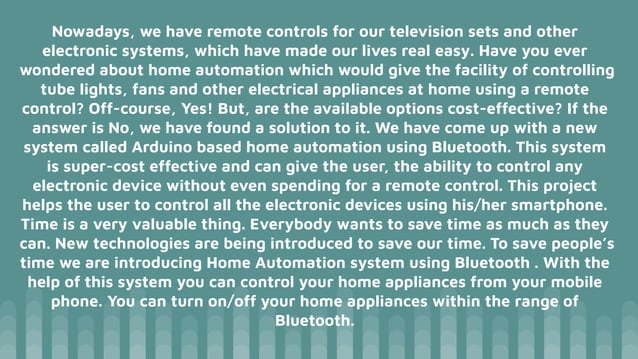 Home automation using bluetooth - Aurdino BASED | PDF