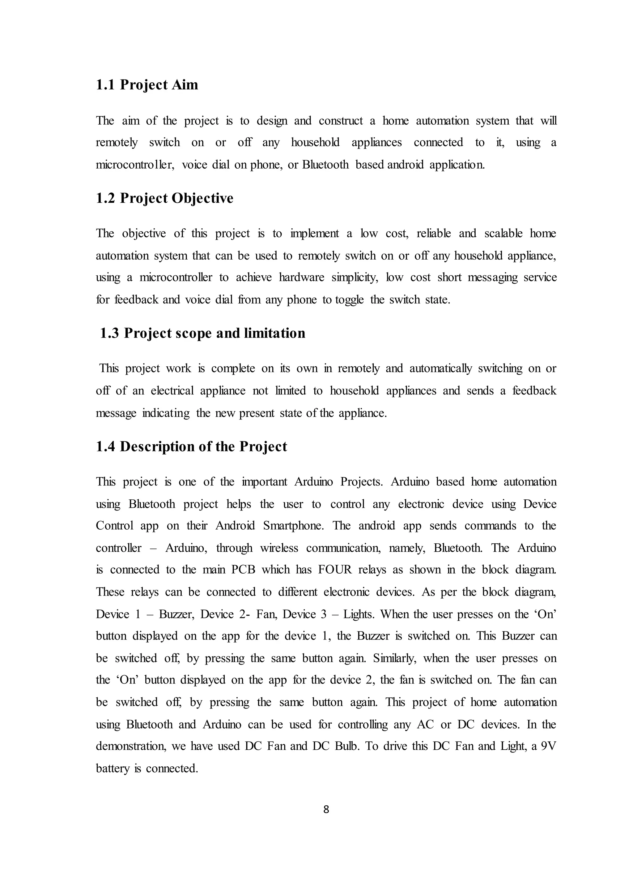 PROJECT REPORT ON Home automation using by Bluetooth | DOCX