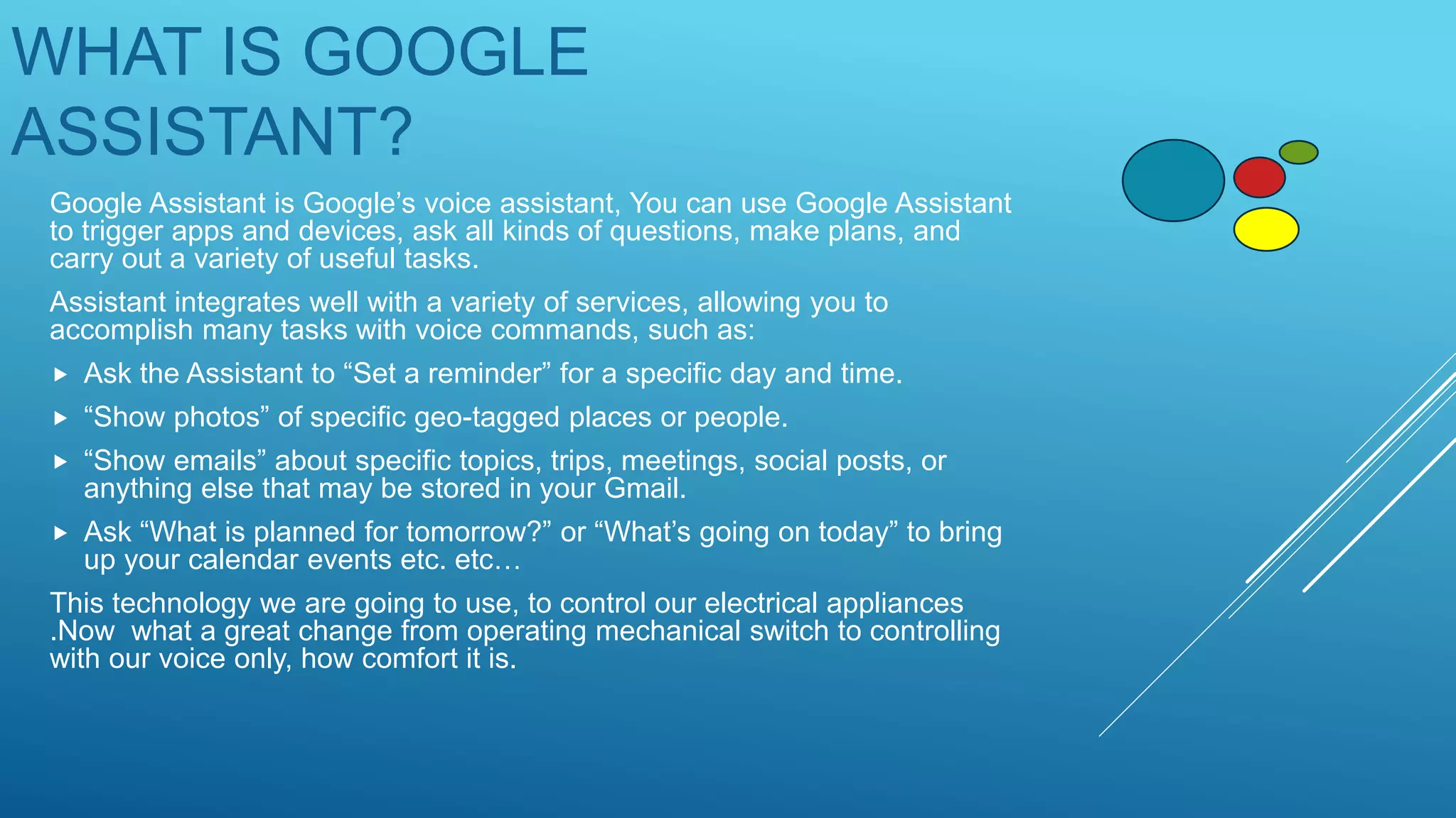 Home automation using google assistant ppt | PPTX