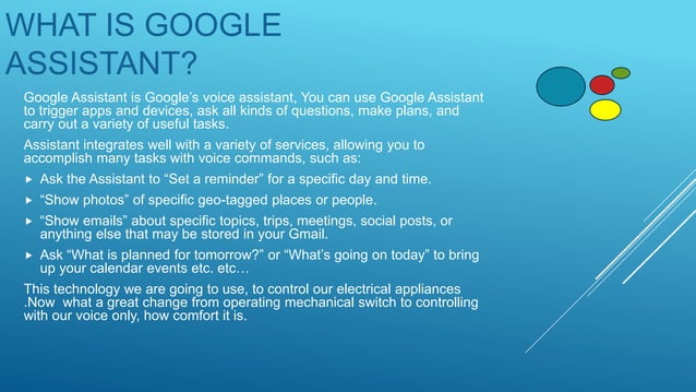 Home automation using google assistant ppt | PPTX | Home Appliances ...