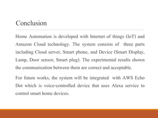 Home automation using IoT and AWS Cloud technology | PPT