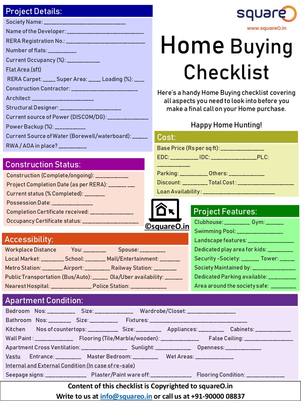 Checklist For First Time Home Buyers SquareO in Checklist For First Time Home Buyers SquareO in