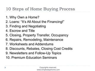 10 Practical Steps of Home Buying Process | PPT