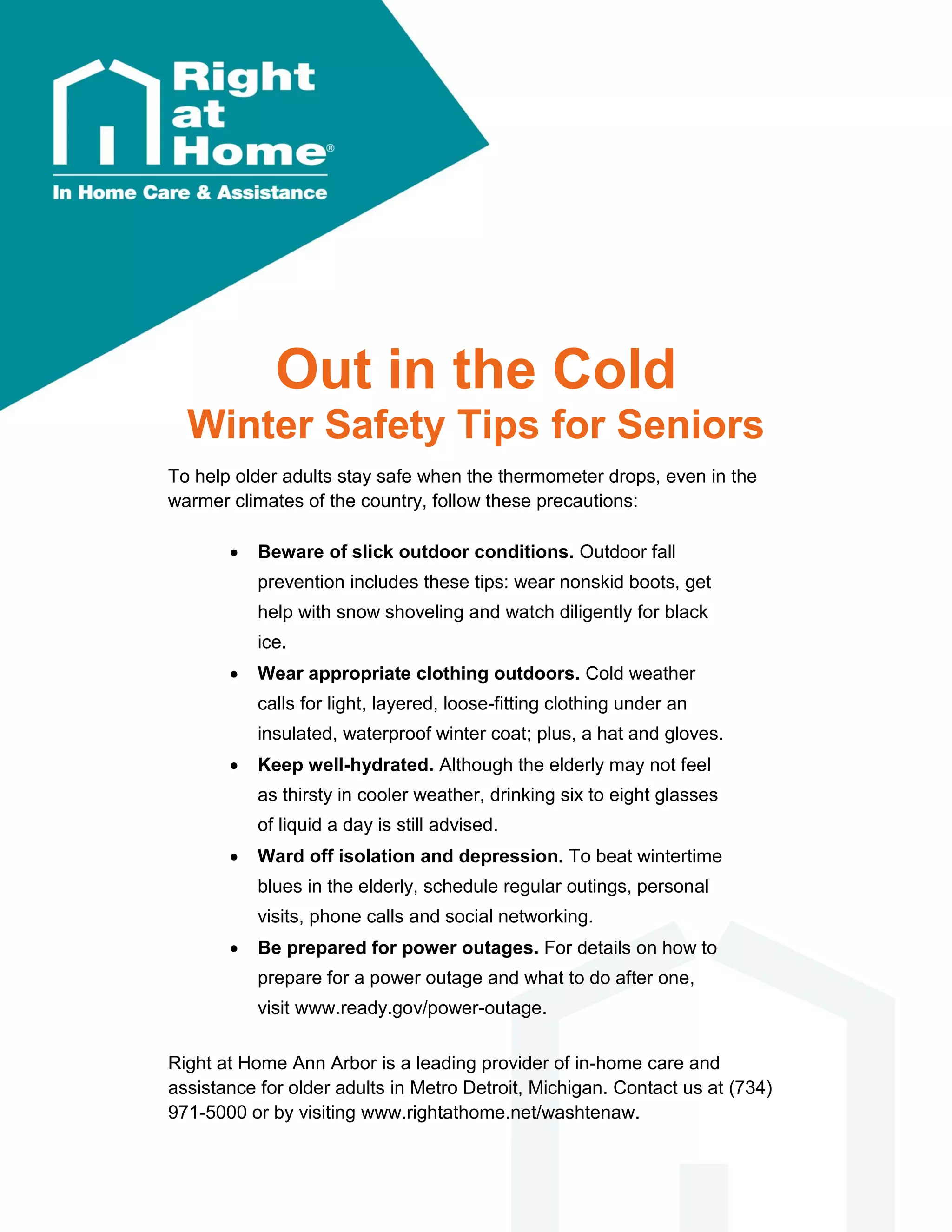 Ann Arbor Michigan Home Care Company Gives Winter Safety Tips for Aging ...