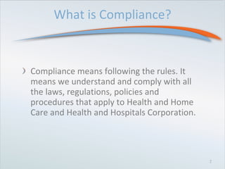 Home Care Compliance Program Presentation (sound embed) | PPT