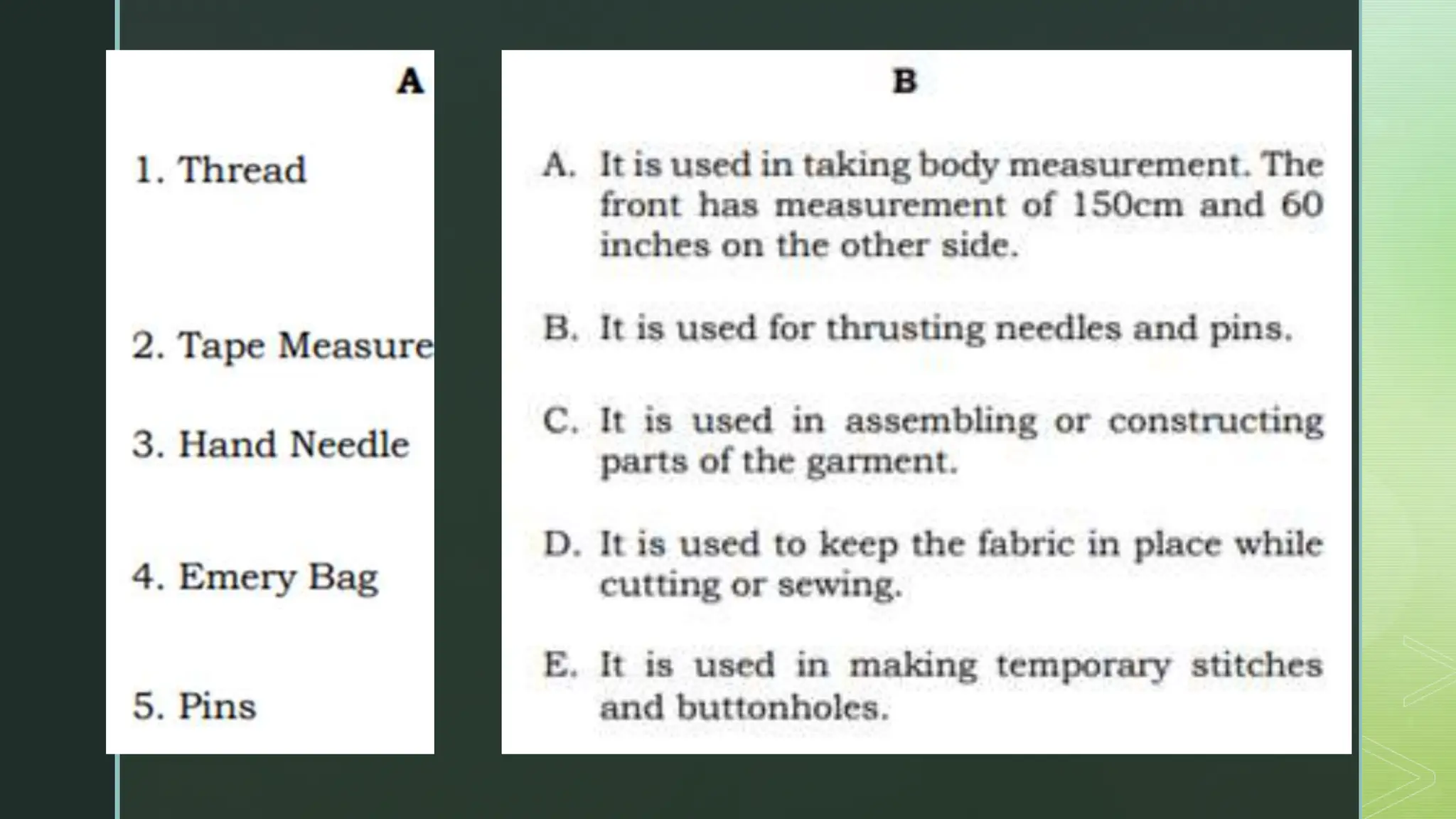 Identifying and Classifying Sewing Tools and Materials | PPT