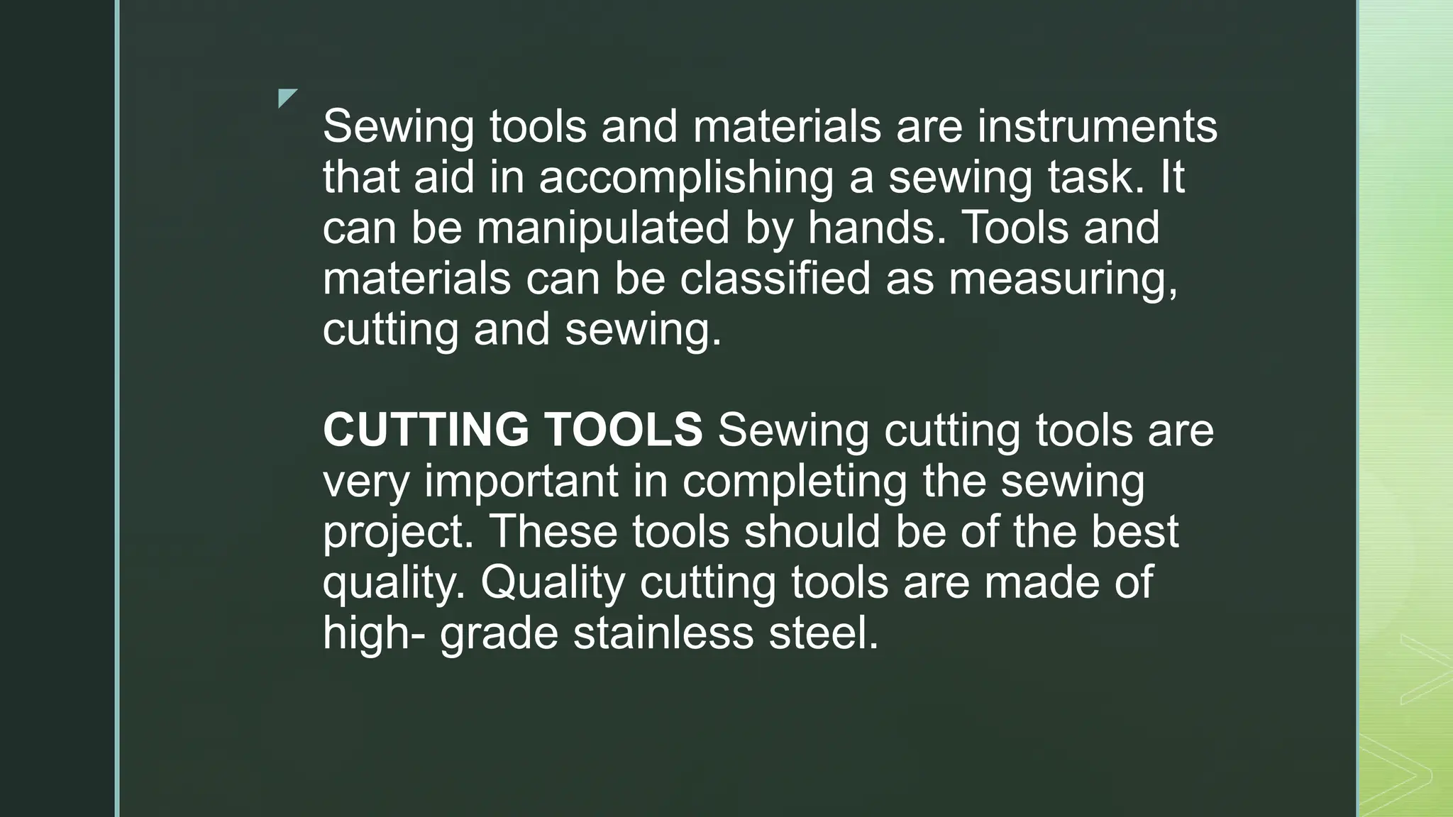 Identifying and Classifying Sewing Tools and Materials | PPT